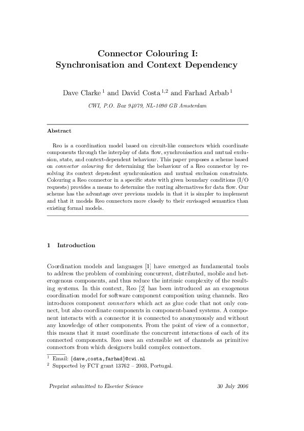 Pdf Connector Colouring I Synchronisation And Context Dependency David Costa 