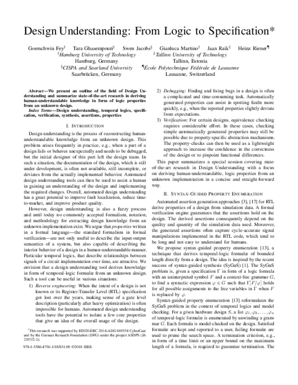 Pdf Design Understanding From Logic To Specification