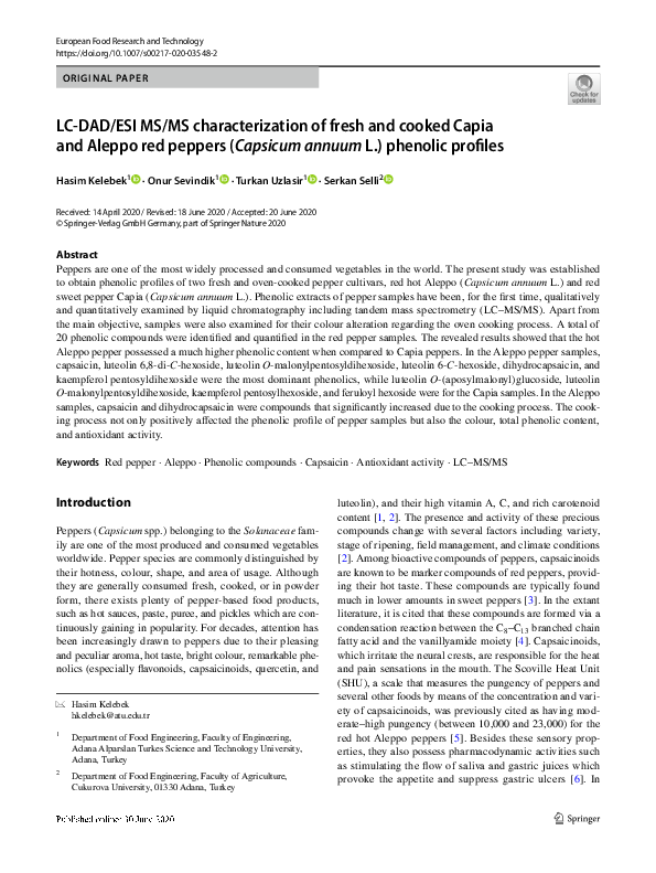 (PDF) LC-DAD/ESI MS/MS characterization of fresh and cooked Capia and ...
