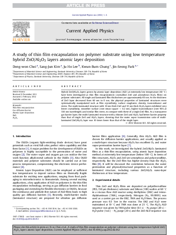 A study of thin film encapsulation on polymer substrate using low ...