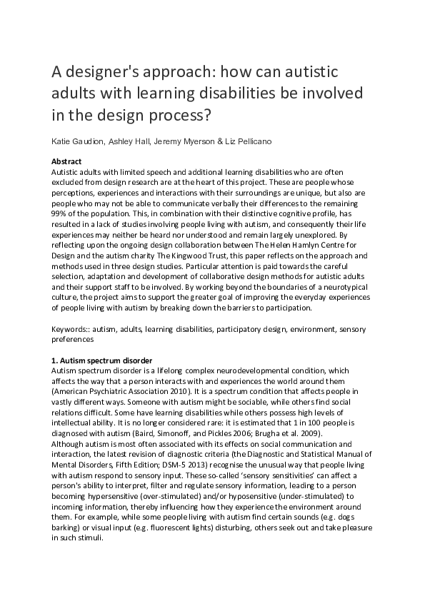 (PDF) A designer's approach: how can autistic adults with learning ...