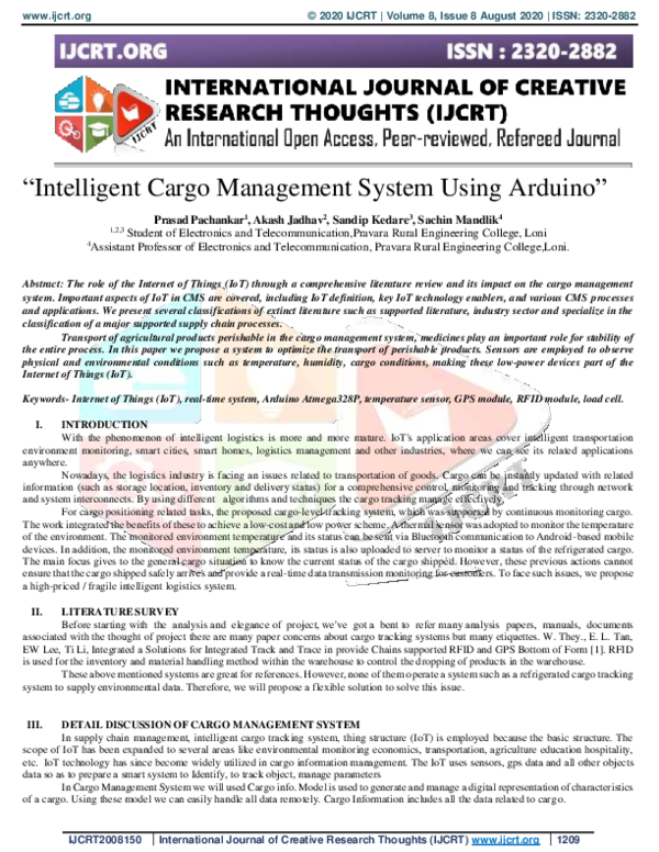 (PDF) “Intelligent Cargo Management System Using Arduino”