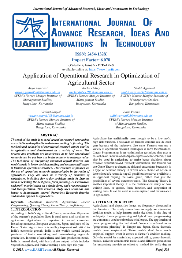 (PDF) Application of Operational Research in Optimization of ...