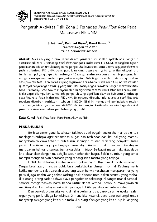 (PDF) Pengaruh Aktivitas Fisik Zona 3 Terhadap Peak Flow Rate Pada ...