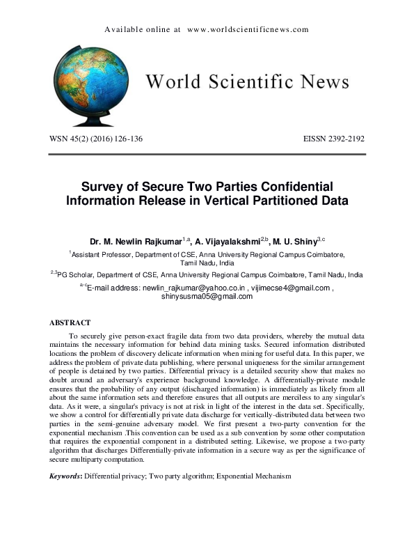 (PDF) Survey of Secure Two Parties Confidential Information Release in ...