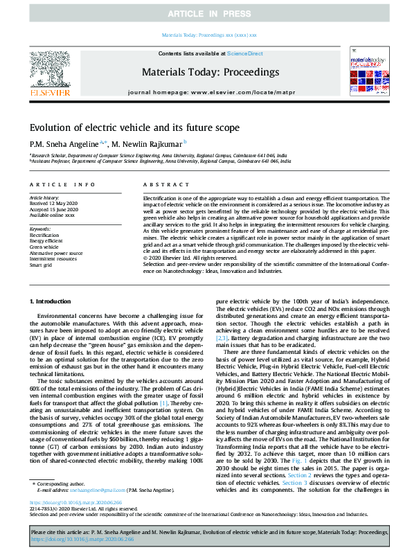(PDF) Evolution of electric vehicle and its future scope