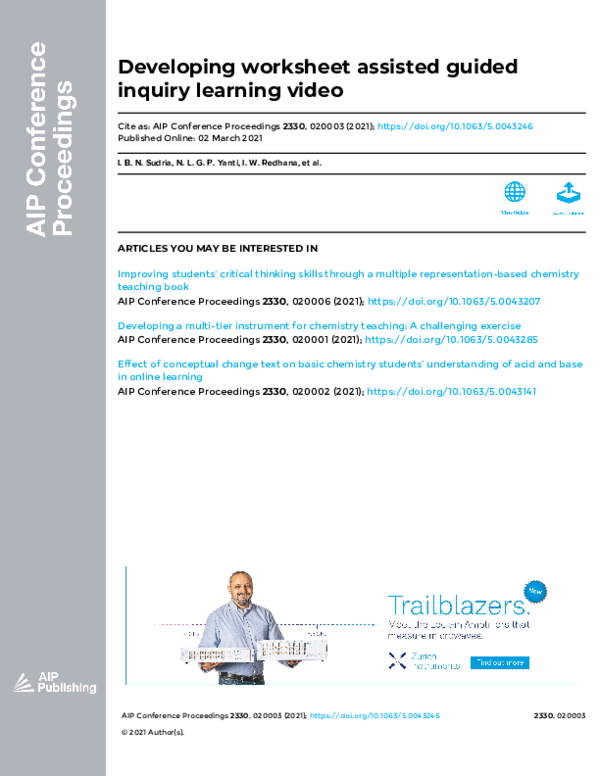 (PDF) Developing worksheet assisted guided inquiry learning video
