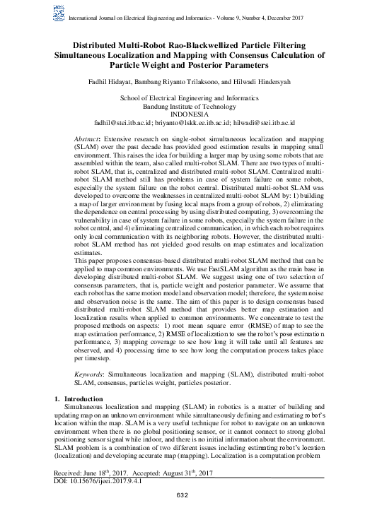 (PDF) Distributed Multi - Robot Rao - Blac k wellized Particle Filt er ing Simultaneous ...