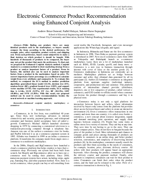 Pdf Electronic Commerce Product Recommendation Using Enhanced