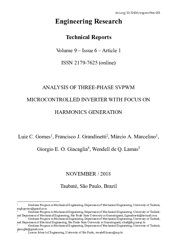 (PDF) Analysis of Three-Phase SVPWM Microcontrolled Inverter with Focus on Harmonics Generation