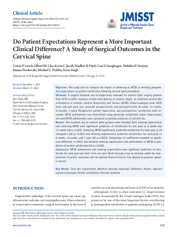 (PDF) Do Patient Expectations Represent a More Important Clinical ...