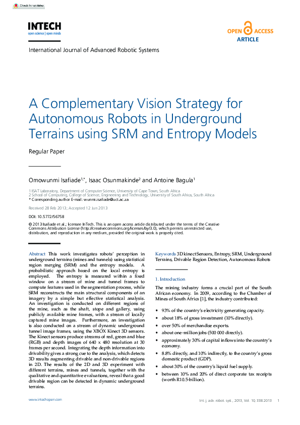 (PDF) A Complementary Vision Strategy for Autonomous Robots in Underground Terrains using SRM ...