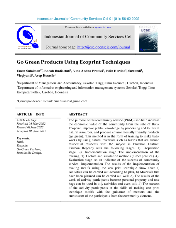(PDF) Go Green Products Using Ecoprint Techniques
