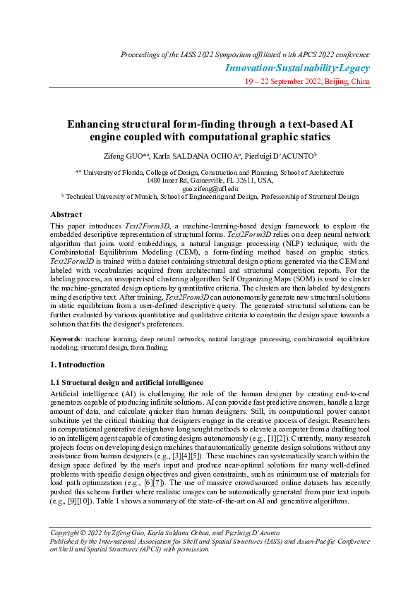 Pdf Enhancing Structural Form Finding Through A Text Based Ai Engine Coupled With