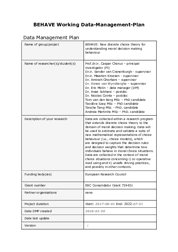 (PDF) Behave Working Data-Management-Plan | Eric Molin - Academia.edu