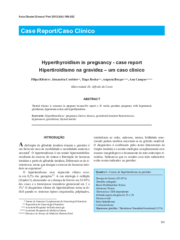 (PDF) Hyperthyroidism in pregnancy - case report Hipertiroidismo na ...