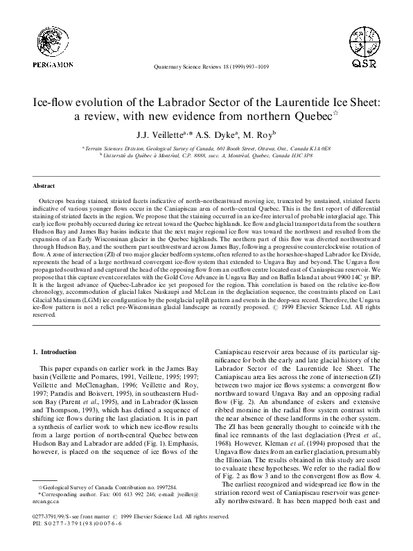 (PDF) Ice-flow evolution of the Labrador Sector of the Laurentide Ice ...