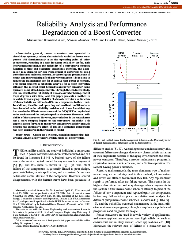 (PDF) Reliability Analysis and Performance Degradation of a Boost Converter