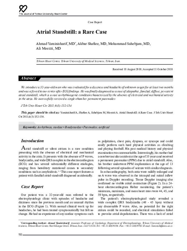 (PDF) Atrial standstill: a rare case