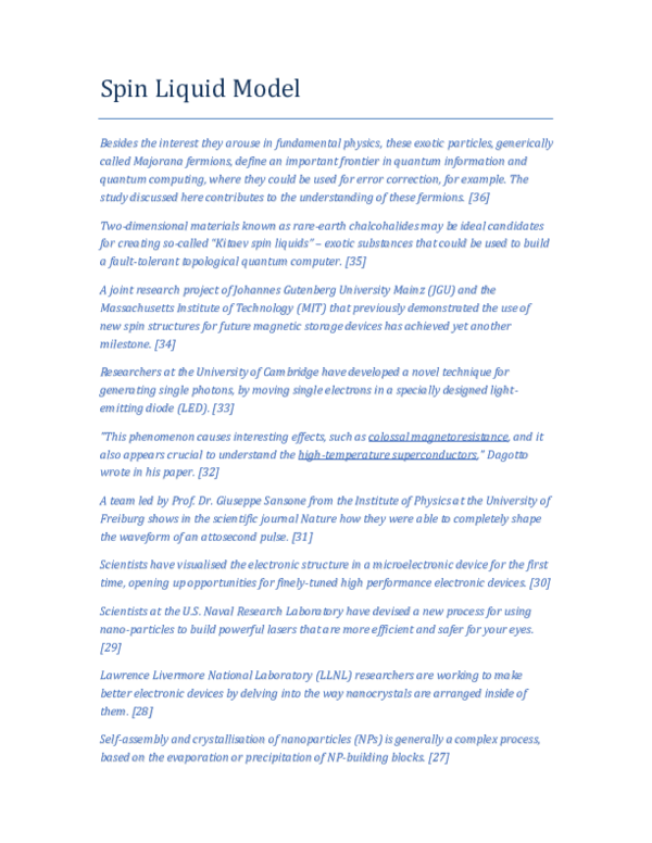 (PDF) Spin Liquid Model