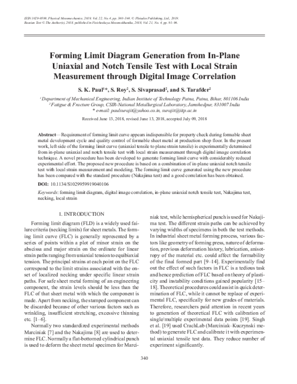 (PDF) Forming Limit Diagram Generation from In-Plane Uniaxial and Notch ...