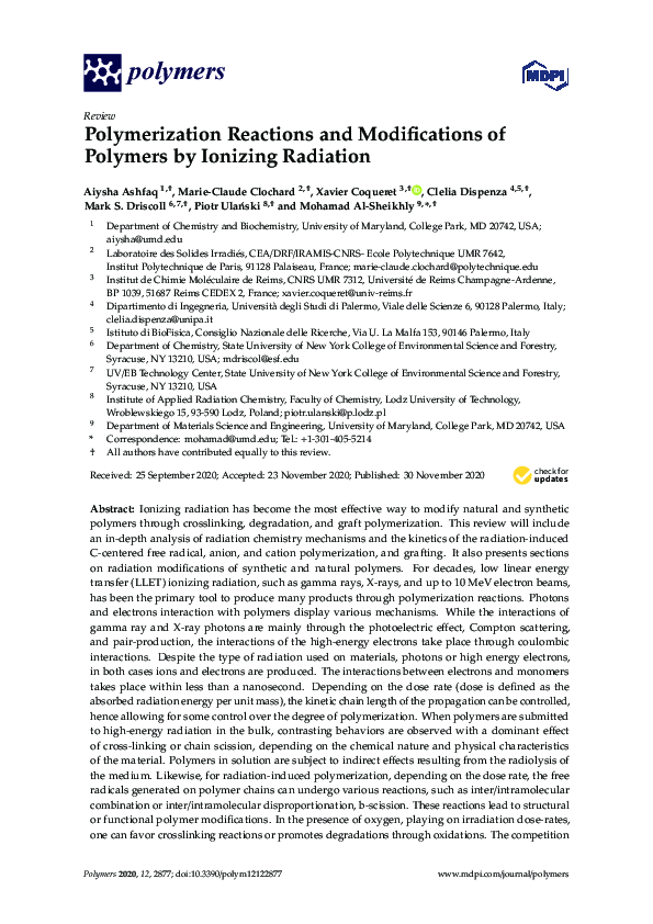 (PDF) Polymerization Reactions and Modifications of Polymers by ...
