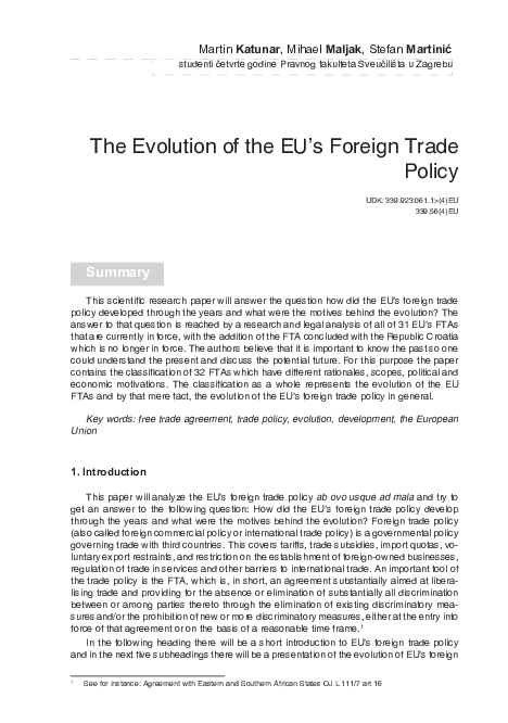 (PDF) The Evolution of the EU’s Foreign Trade Policy