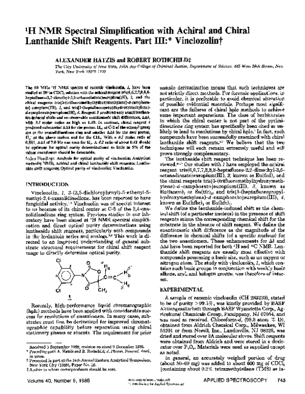 (PDF) 1H NMR Spectral Simplification with Achiral and Chiral Lanthanide ...