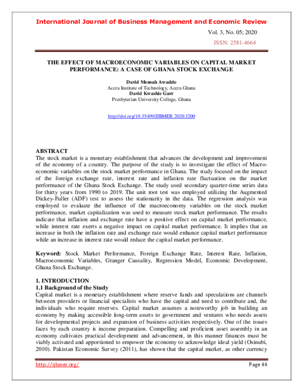 Pdf The Effect Of Macroeconomic Variables On Capital Market