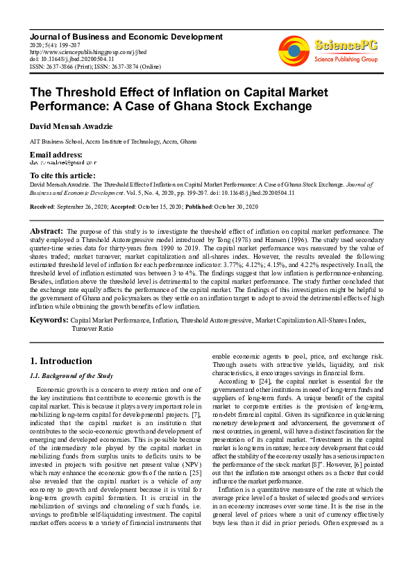 (PDF) The Threshold Effect of Inflation on Capital Market Performance ...