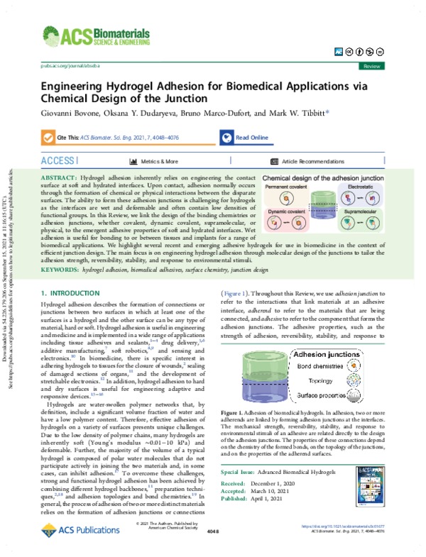 (PDF) Engineering Hydrogel Adhesion for Biomedical Applications via ...