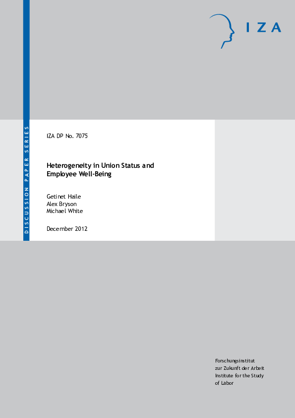 (PDF) of LaborHeterogeneity in Union Status and Employee Well-Being ...