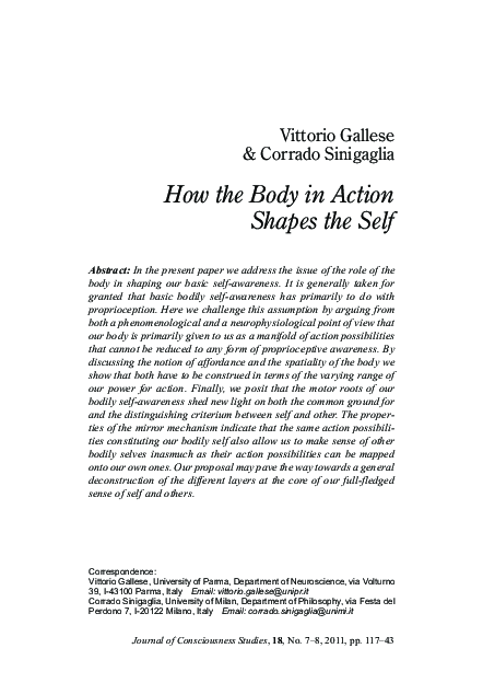 (PDF) How the body in action shapes the self