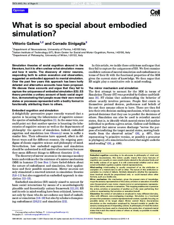 (PDF) What is so special about embodied simulation?