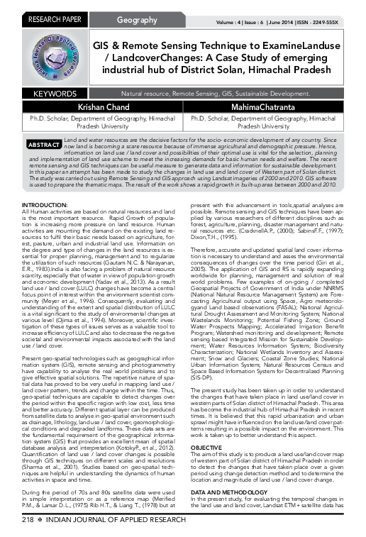 (PDF) GIS & Remote Sensing Technique to ExamineLanduse ...