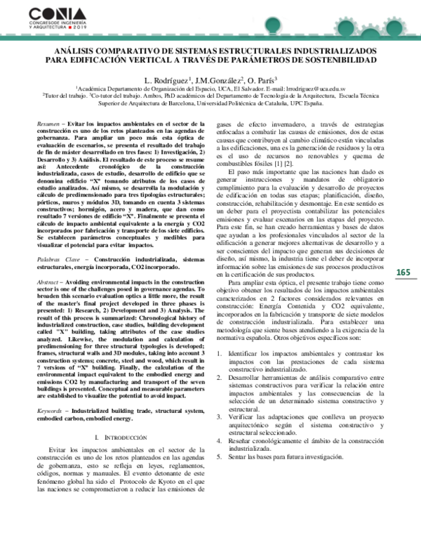 (PDF) Análisis comparativo de sistemas estructurales industrializados para edificación vertical ...