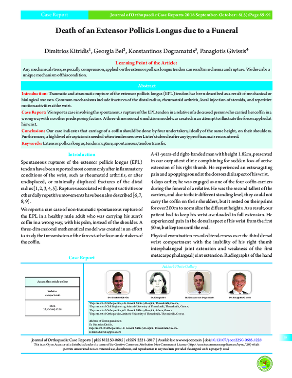 (PDF) EPL Tendon Rupture During Coffin Carrying