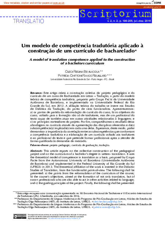 (PDF) A model of translation competence applied to the construction of ...