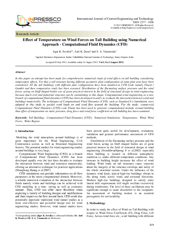(PDF) Effect of Temperature on Wind Forces on Tall Building using Numerical Approach ...