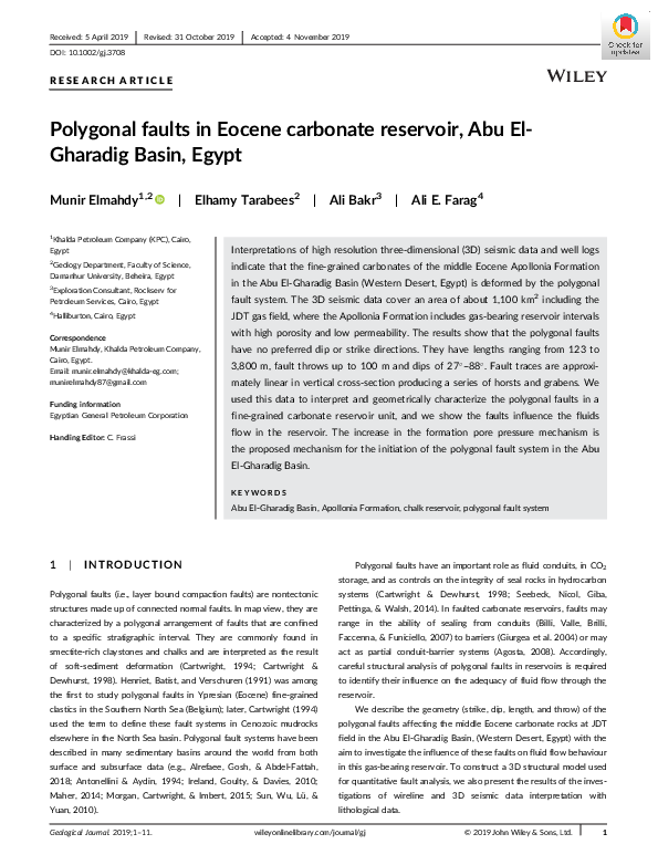 (PDF) Polygonal faults in Eocene carbonate reservoir, Abu El‐Gharadig ...