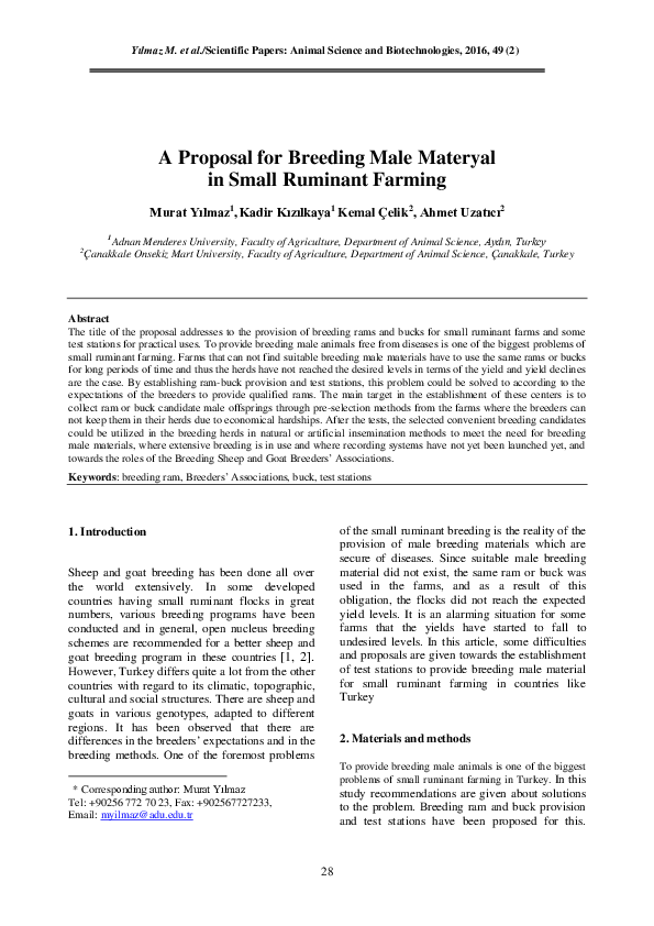 (PDF) A Proposal for the Provision of Breeding Male Material in Small ...