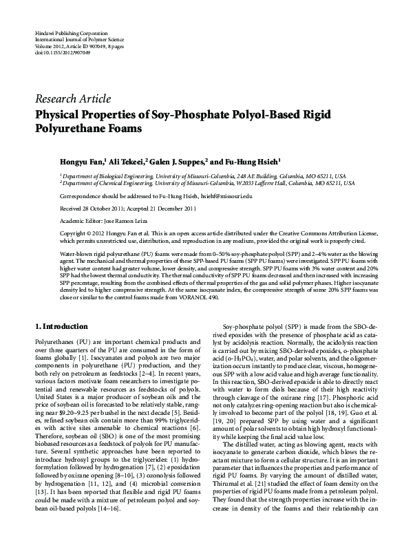 (PDF) Physical Properties of Soy-Phosphate Polyol-Based Rigid ...