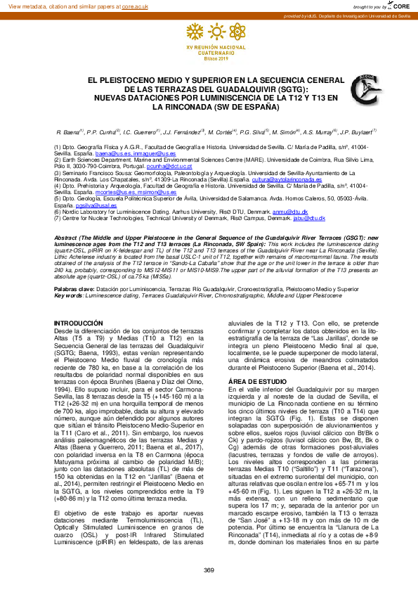 (PDF) El Pleistoceno medio y superior en la secuencia ceneral de las ...