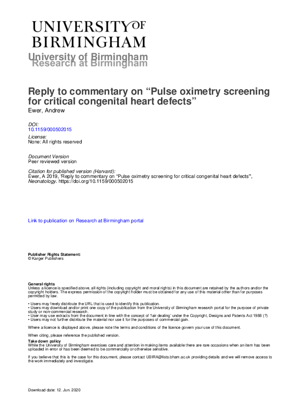 (PDF) Pulse oximetry screening for congenital heart defects
