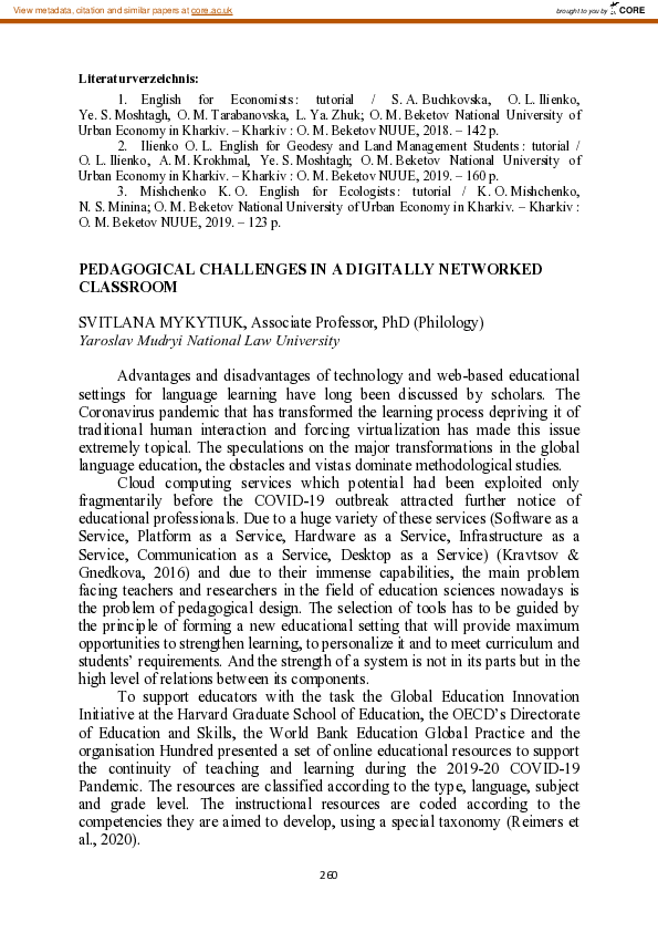 (PDF) Pedagogical challenges in a digitally networked classroom ...