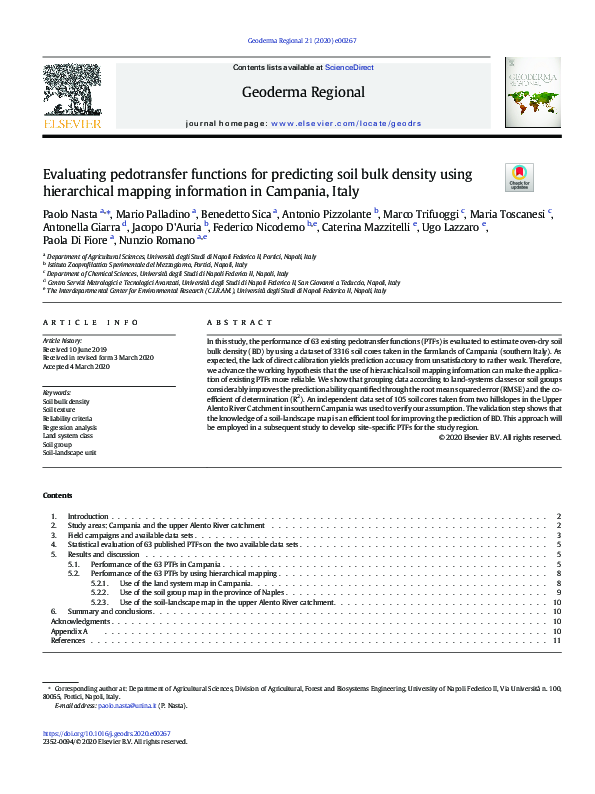 (PDF) Evaluating pedotransfer functions for predicting soil bulk density using hierarchical ...