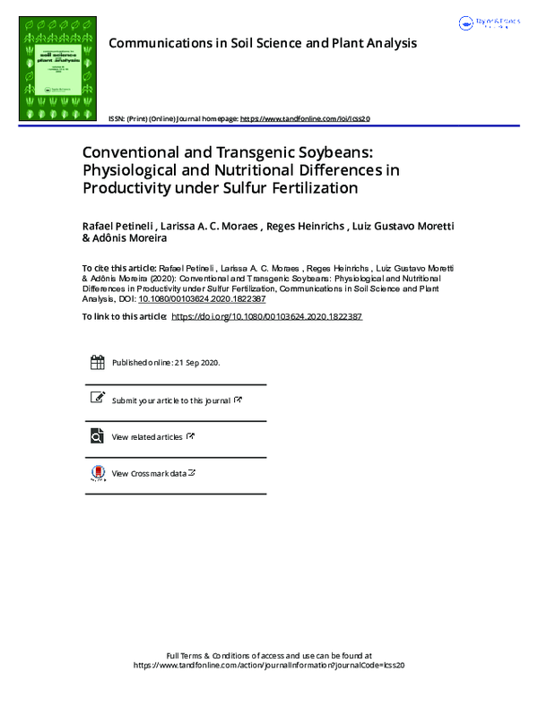 (PDF) Conventional and Transgenic Soybeans: Physiological and ...