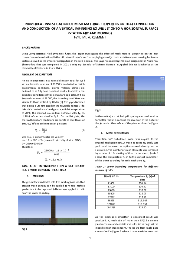 Pdf Investigation Of Mesh Material Properties On Heat Convection And Conduction Of A Vertical