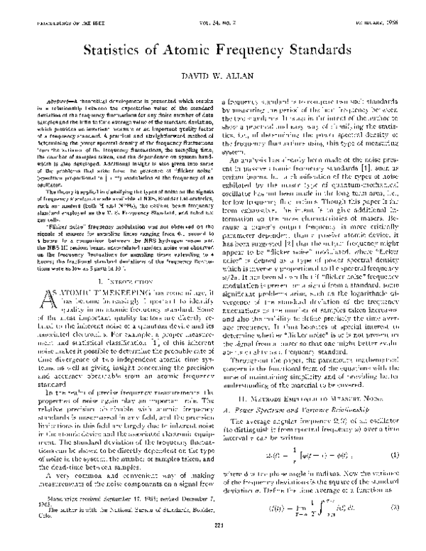 (PDF) Statistics of atomic frequency standards