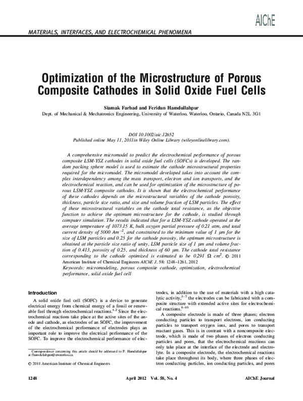 (PDF) Optimization of the microstructure of porous composite cathodes ...